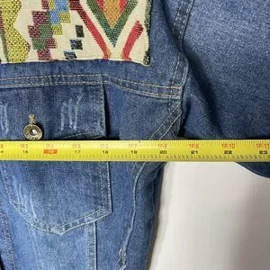 Unknown | Jackets & Coats | Denim Jacket With Tapestry Panels Western ...